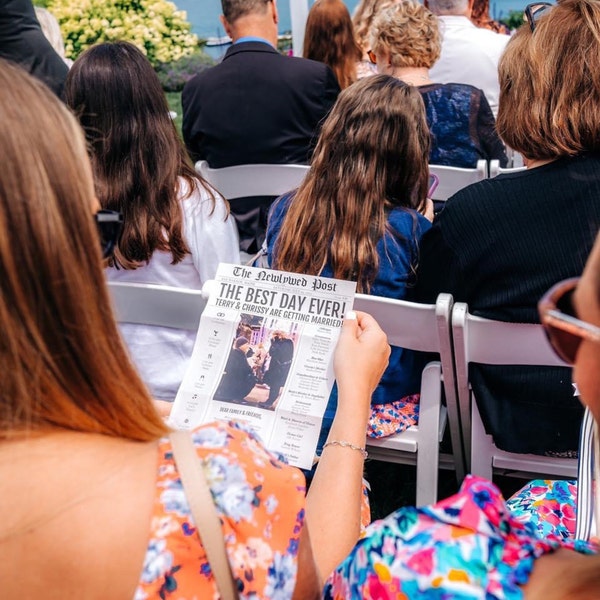 Mini 5x7 Newspaper Wedding Program Template, Editable Timeline ...