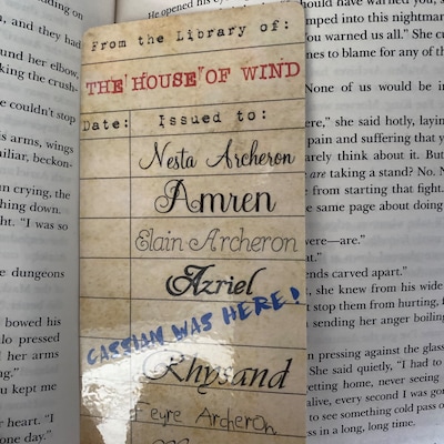ACOTAR House of Wind Library Card Bookmark A Court of Thorns and Roses ...