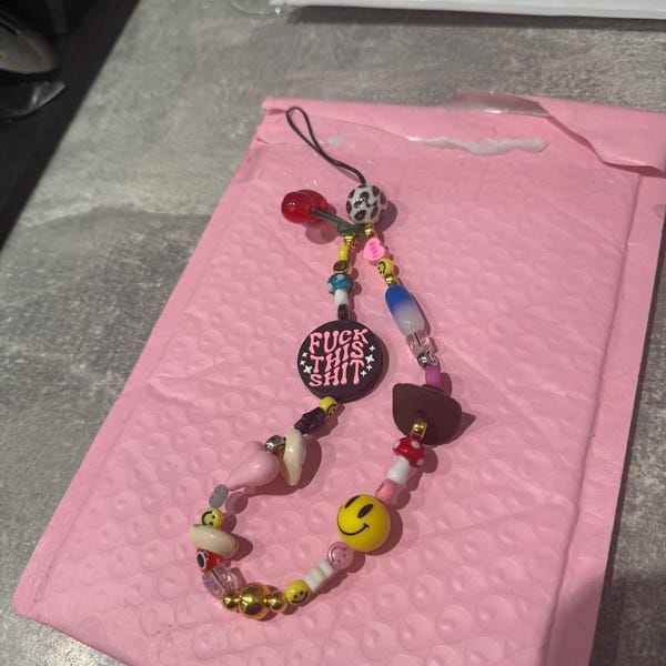 Real Shell Phone Charm With Pearls, Real Shells & Rose Gold Beads ...