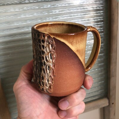 Unique Handless Agateware Pottery Mug: Artisan-crafted Elegance for ...