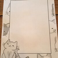 Cute Kawaii Cat Stationery Printable PDF, Cat Lover Letter Writing ...