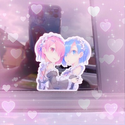 Rem and Ram Vinyl Sticker Version 2 Re: Zero Anime Stickers Laptop ...