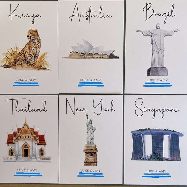 Travel Table Numbers for Wedding | Destination Icon Table Names ...