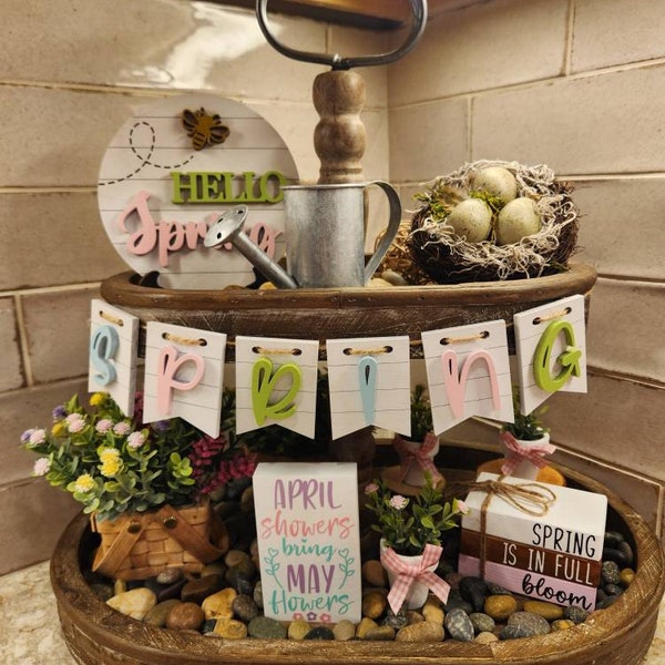 Spring Tiered Tray Decor Bundle, Spring Decorations for Home, Spring ...