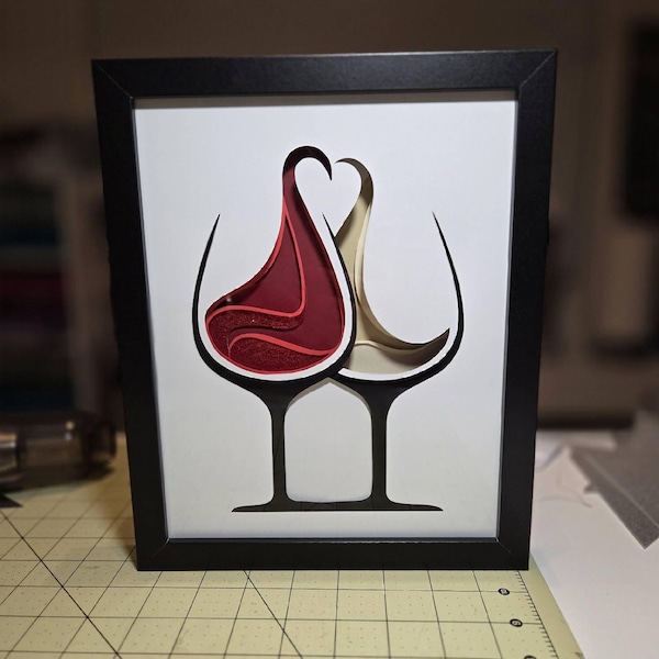 Layered Wine Svg, Red and White Wine, Shadow Box, Paper Cut Files ...