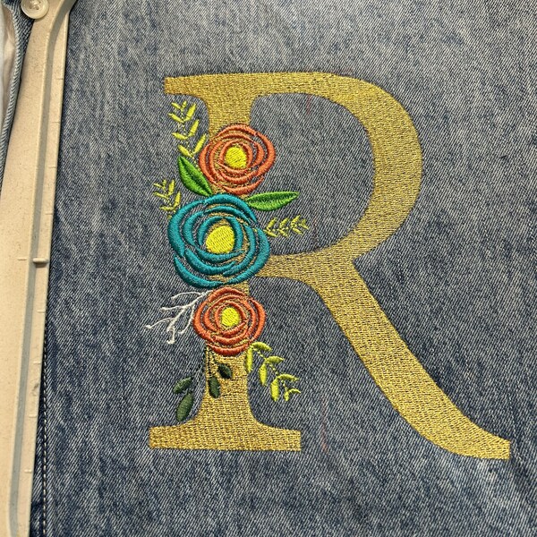 Floral Monogram Embroidery Fonts Design Bundle Flower Bunch Motif ...