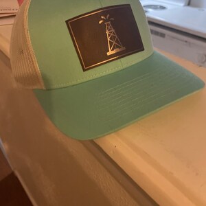 Oil Field Leather Patch Hat Featuring the Oil Derrick and Pump Jack ...