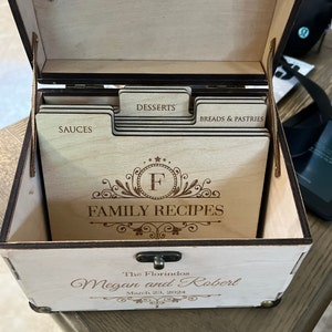Personalized Wedding Recipe Box Bridal Shower Gift for Couple Wooden ...