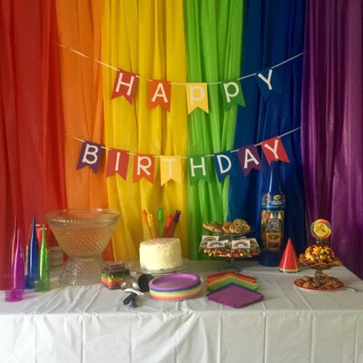 Rainbow Happy Birthday Banner Rainbow Banner Rainbow Decor Happy ...