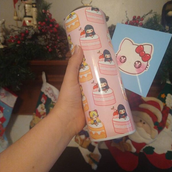 Gamer Girl Stainless Steel Cup With Plastic Lid and Straw, Cute, Kawaii ...