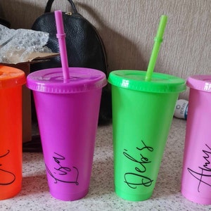 Personalised Name Cold Cup 24oz Starbucks Cup With Lid and Straw Hen ...