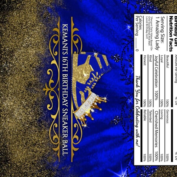 Royal Blue & Gold Birthday Party Invitation - Etsy