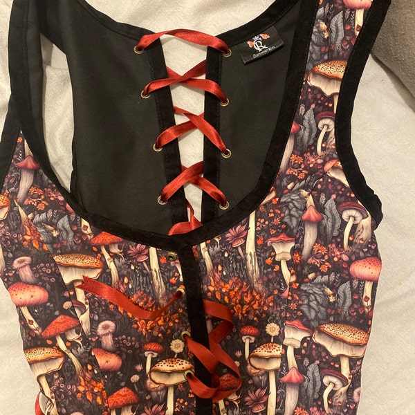 Mushrooms Corset - Dark Cottagecore Renaissance Bodice Corset Vest ...