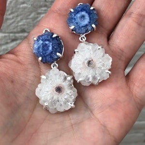 Royal Blue Geode Slice Pairs Geode Slice Gold Plated Earrings | Etsy