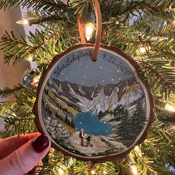 Custom Hand-painted Wood Slice Ornament Christmas and Holiday Unique Gift National Park Vacation ...