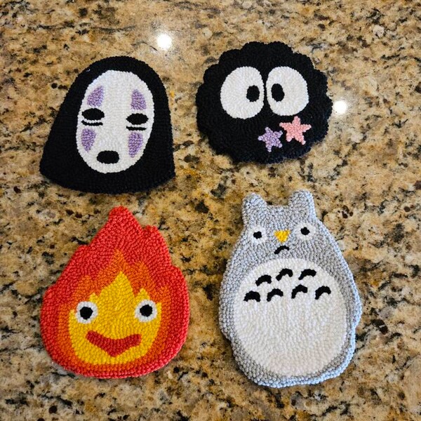 Bow Punch Needle Mug Rug Coaster Coquette Bow Tufted Cup Coasters ...