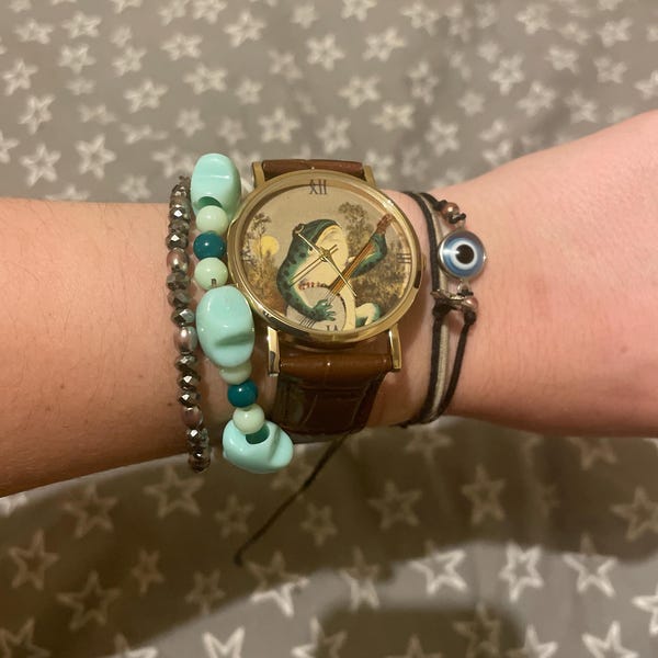 Frog Playing Guitar Leather Watch, Frog Music Ladies Watch, Unisex ...