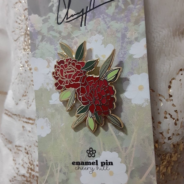 Carnation Pin, Red Carnations Enamel Pin, Ohio State Flower Artwork ...