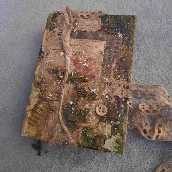 Rustic Black Notebook, A6, Vintage Handmade Junk Journal, Forest Old ...