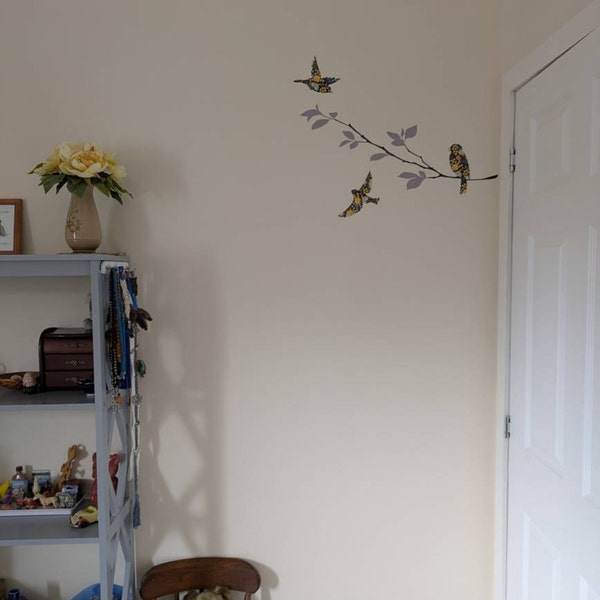 Birds and Tree Branch Wall Decal Set, Floral Harvest Pattern - Etsy