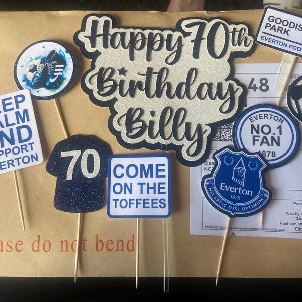 Luxury Everton Inspired Cupcake Toppers With Personalised With Age ...