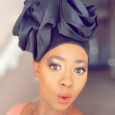 The pagri Sequin Bow Head Turban in Gold Muslim - Etsy