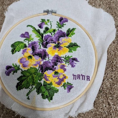 Vintage Pansy Cross Stitch Pattern, Flowers Cross Stitch Pattern, Wild Cross Stitch, Summer ...