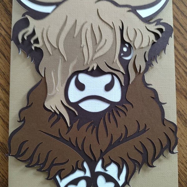3D Layered Highland Cow SVG PDF EPS, Layered Cow Svg, Layered Papercut ...