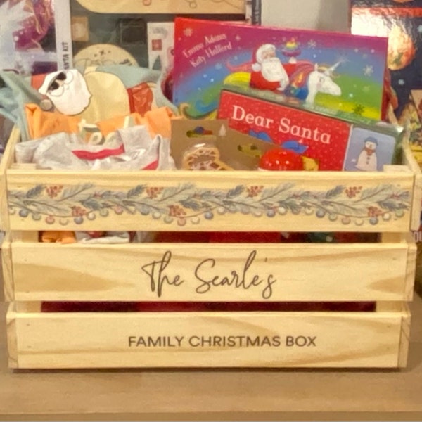 Personalised Christmas Eve Box, Custom Christmas Crate, Wooden Family ...