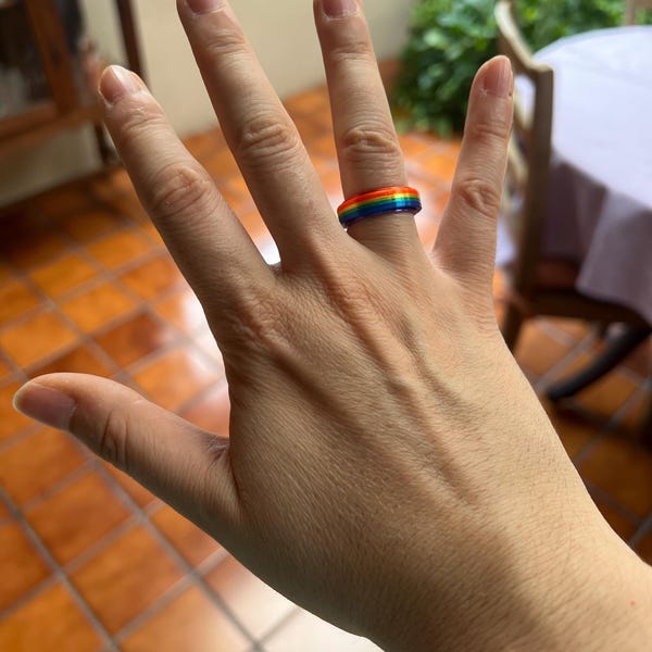 LGBTQ+ Rainbow Pride Flag Fidget Spinner Ring, Pride Flag Jewelry ...
