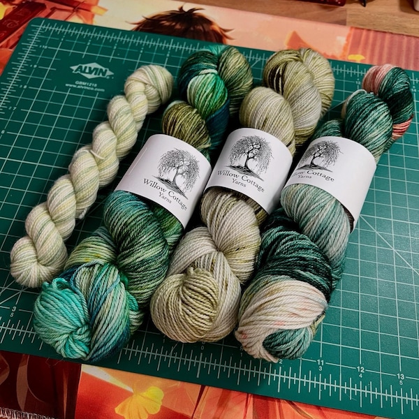 Kelp Forest + Viridian Sock Set | Willow Cottage Yarns - Etsy