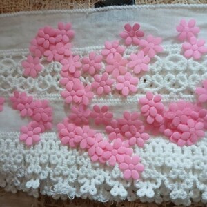 5 White Lace Flowers With Pearl Small 3D Floral Motif Applique, Organza ...