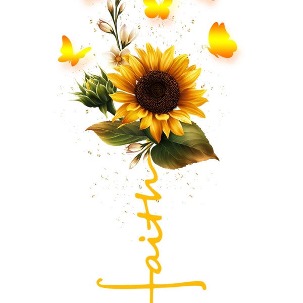 Faith Sunflower Png, Christian Png, Christian T-shirt Png, Jesus Lover ...