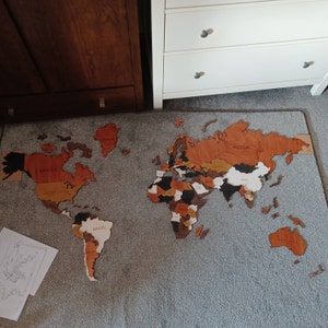 Walnut Wood Map Wooden Wall Map 3 D Wood Wall Map Travel World - Etsy