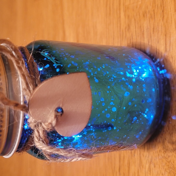 Light up Jar -hand Painted Glass - Night Light-sparkle Light- Firefly ...