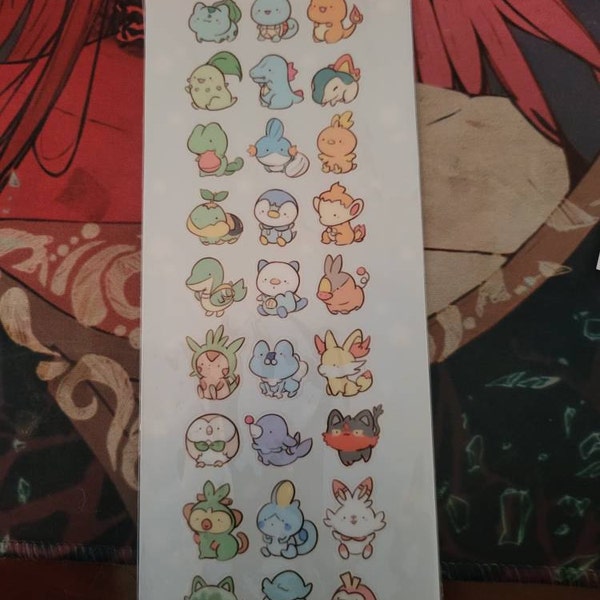 Pastel Tiny Derpy Poké Gen 1-9 Starters Sticker Sheet | 27 Stickers! - Etsy