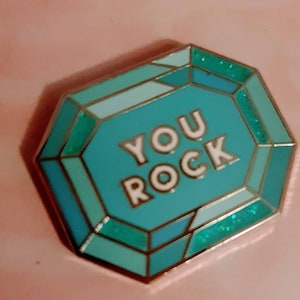 You Rock Enamel Pin | Positive Slogan Lapel Pin | Sparkly Feel-good ...
