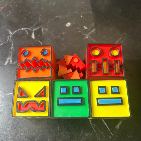 Geometry Dash Toys, 3D Printed Cubes, Geometry Dash Icons, Cake Toppers ...