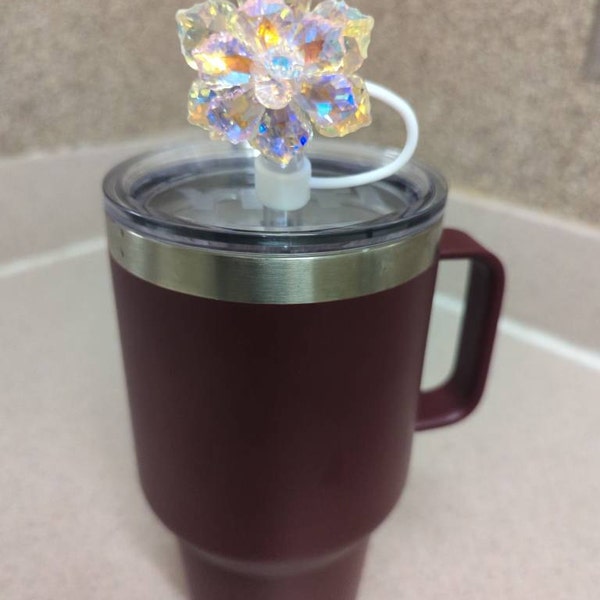 Super Sparkling Colorful Crystal Flower Straw Topper,weave Crystal ...