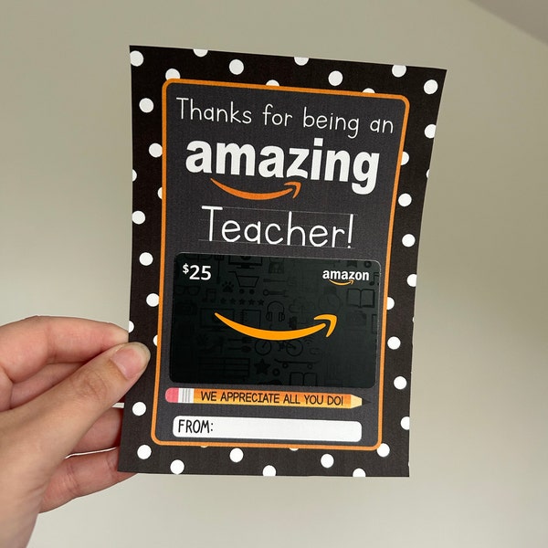 PRINTABLE Amazon Gift Card Holder, Teacher Thank You , Teacher Gift ...