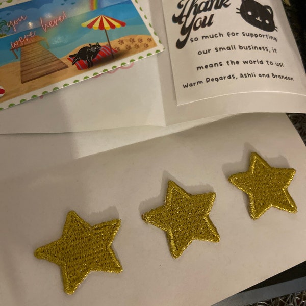 Three Cute Small Golden Stars Machine Embroidered Patchs, Set of (3 ...