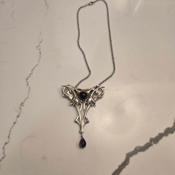 Arts and Crafts Flower Pendant With Amethyst - Etsy
