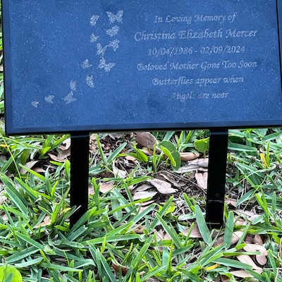 Extra Large Memorial Plaque Stake, Sturdy Metal Grave Marker in Black ...