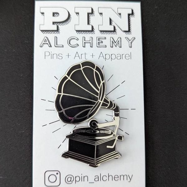 Phonograph Pin - Enamel Pin- Retro Music Pin - Lapel Pin - Gramophone ...