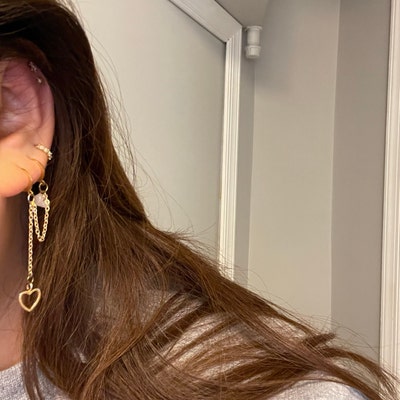 Double Piercing Earring Set With Crystals, Two Hole Earring, Double ...