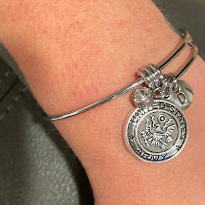 US Army Mom Jewelry, United States Army Gift, Army Charm Bangle ...