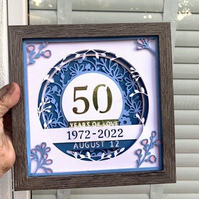 3D Anniversary Shadow Box With Custom Names, Wedding Shadow Box ...