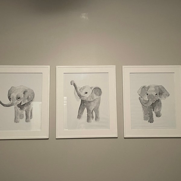 Elephant Print Wall Art, Elephant Art Print, Elephant Nursery Wall Art ...