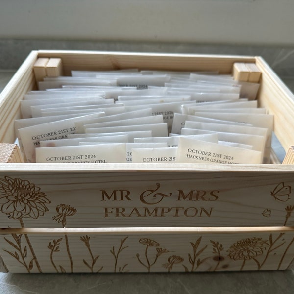Wooden Wedding Crate - Personalised Floral Wood Wedding Box - Wedding ...