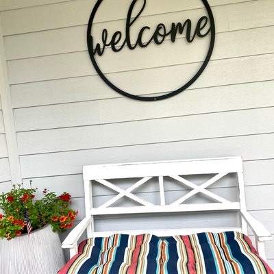 Round Welcome Metal Sign, Welcome Sign, Outdoor Welcome Sign, Metal ...